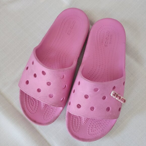 CROCS | Shoes | Pink Croc Slide Sandals Womens 9 | Poshmark